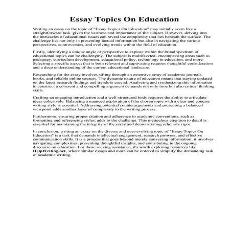 Essay Topics On Education.pdf | Education