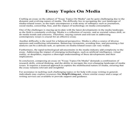 Media Essay Topics | PDF