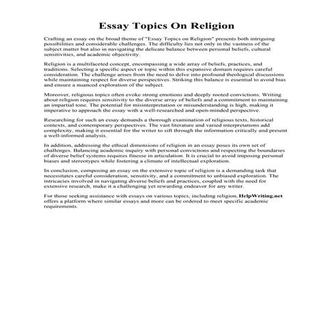 Argumentative Essay On Religion | PDF