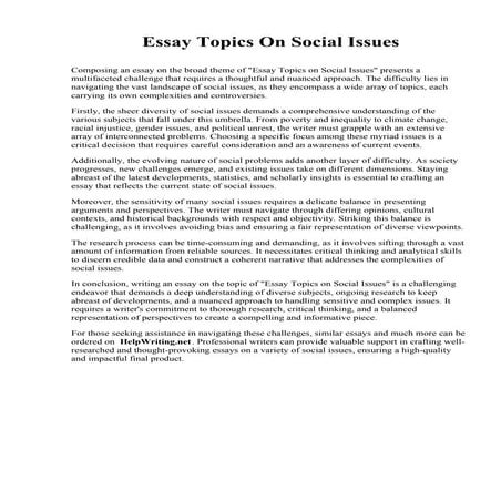 Essay Topics On Social Issues.pdf
