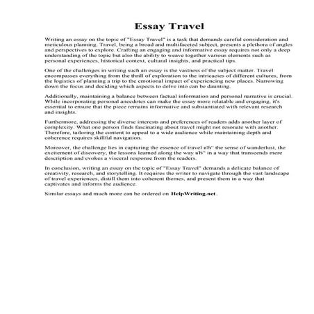 Essay Travel | PDF
