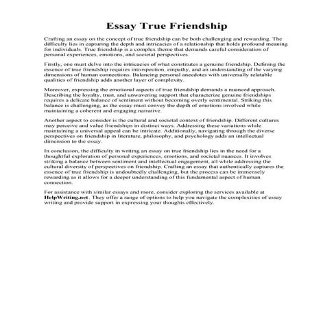 Essay True Friendship | PDF