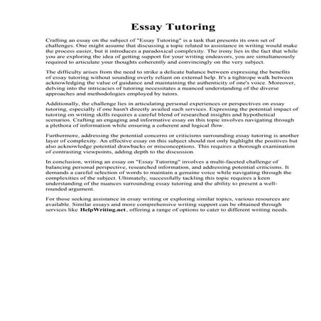 Essay Tutoring | PDF