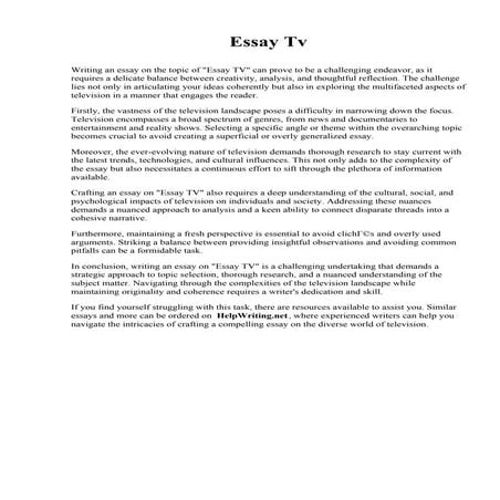 Essay Tv. Dunwoody College of Technology | PDF