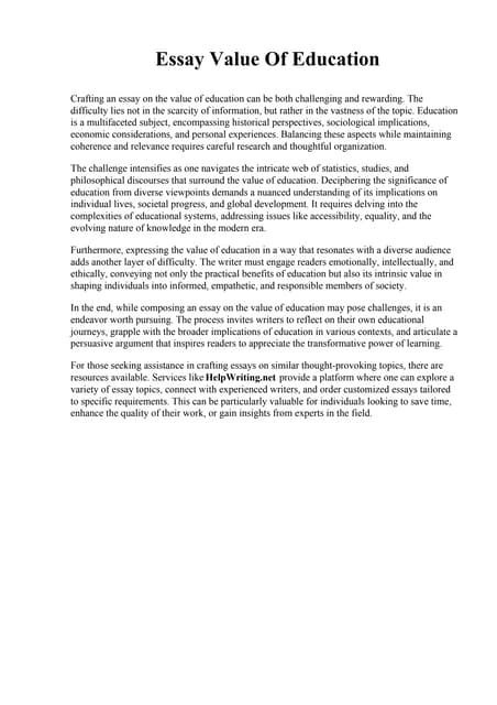 Essay On Why Is Education Important. Zane State College | PDF | Education