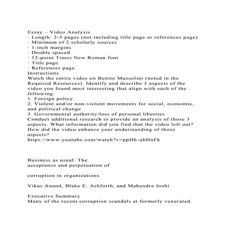 Essay – Video Analysis· Length 2-3 pages (not including title p.docx