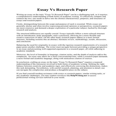 Essay Vs Research Paper | PDF