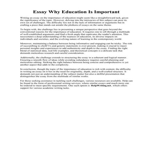 Essay Why Education Is Important | PDF