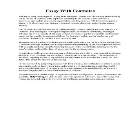 Essay With Footnotes. Purpose of footnotes in essays | PDF | Education