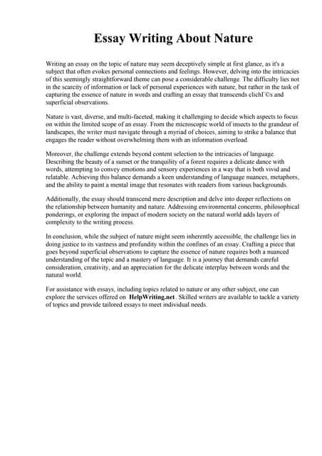Essay On Beauty Of Nature. Greensboro College | PDF