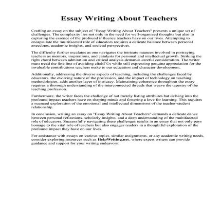 Essay Writing My Teacher | PDF
