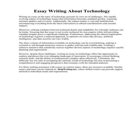 Essay Writing About Technology | PDF