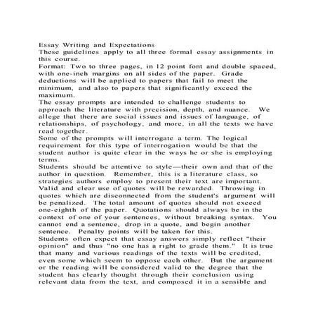 Essay Writing and ExpectationsThese guidelines apply to all thre | DOCX