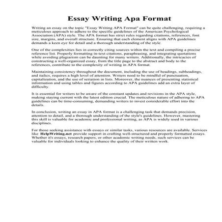 Essay Writing Apa Format. APA Style Research Papers: Example of Format ...