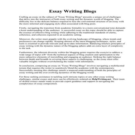 Essay Writing Blogs | PDF