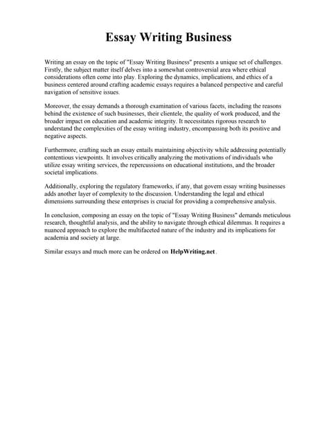 Business Essay Example | PDF