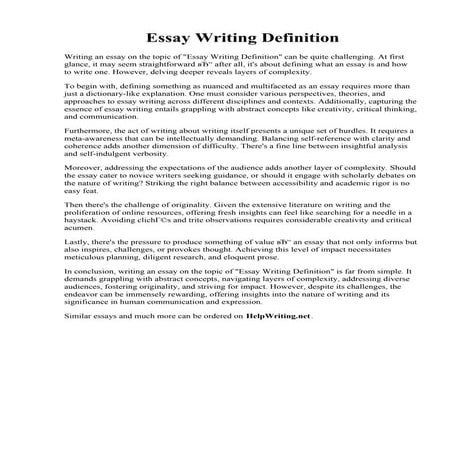 Essay Writing Definition | PDF