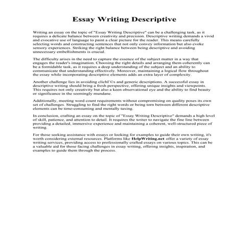 Essay Writing Descriptive | PDF