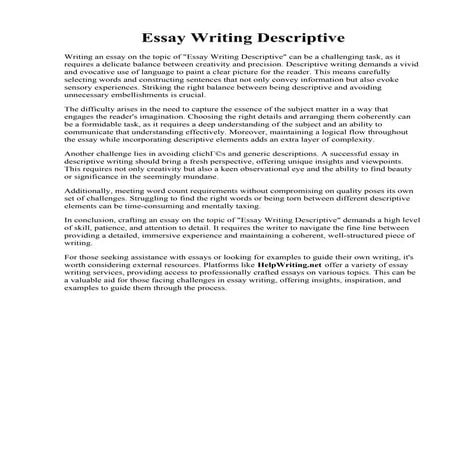 Essay Writing Descriptive | PDF