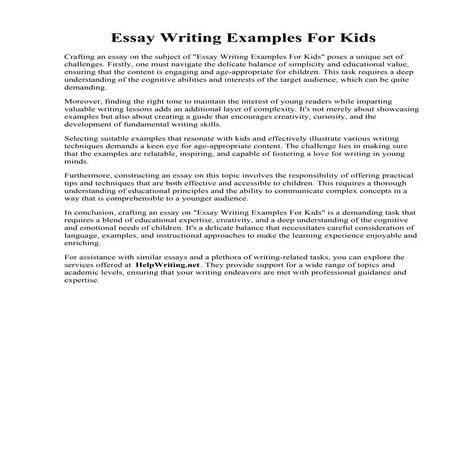 Essay Writing Examples For Kids | PDF