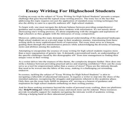 Essay Writing For Highschool Students.pdfEssay Writing For Highschool ...