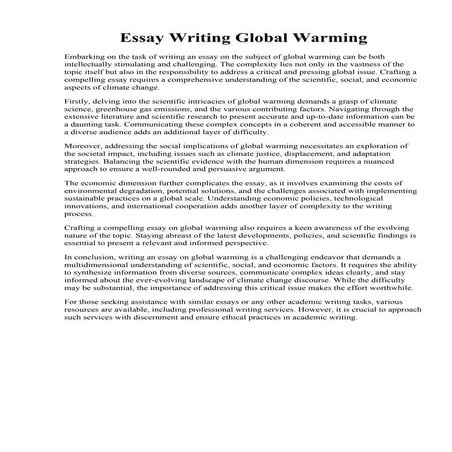 Essay Writing Global Warming | PDF