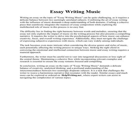 Essay Writing Music. College Essay: Music for writing essays | PDF