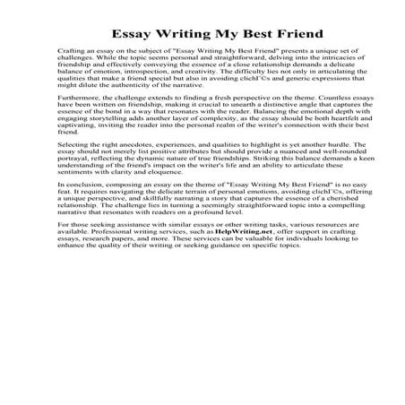 Essay Writing My Best Friend. My Best Friend Essay English for Students ...