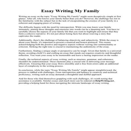 Essay Writing My Family | PDF