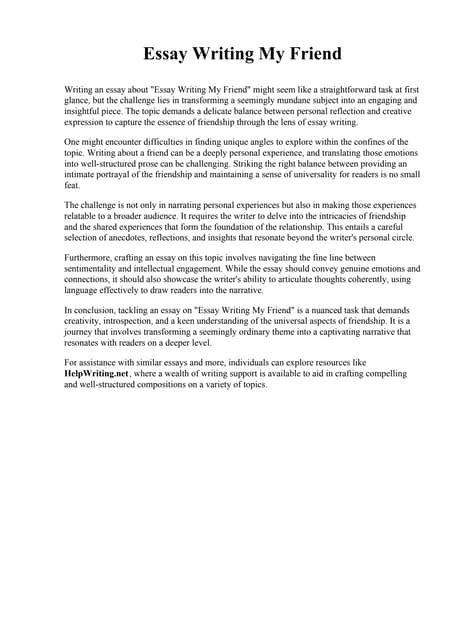 A Good Friend Essay | PDF