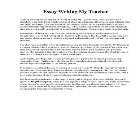 Essay Writing My Teacher | PDF