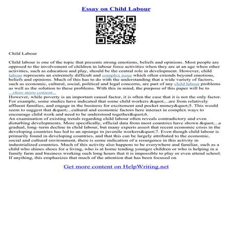 Essay Writing On Child Labour | PDF