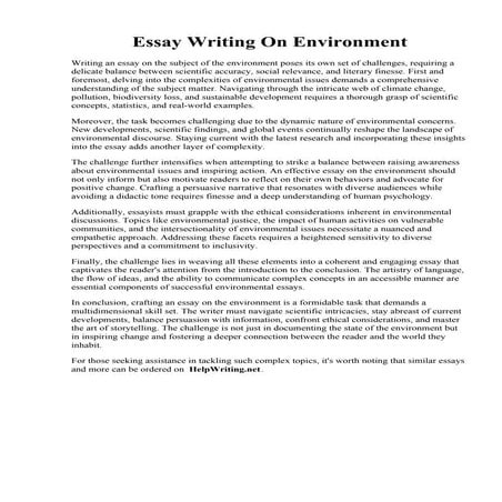 Essay Writing On Environment | PDF