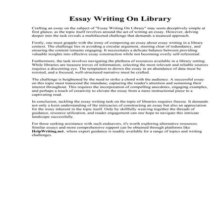 Essay Writing On Library | PDF