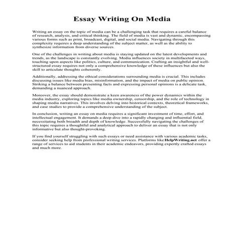 Role Of Media Essay | PDF