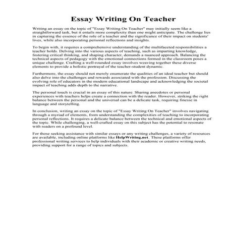 Essay Writing On Teacher | PDF