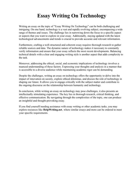 Essay On Computer Technology.pdf | Technology & Computing