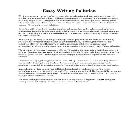 Essay Writing Pollution. Write Short Essay on Pollution Short Essay ...