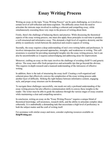 Process Essay Example. Marian University | PDF