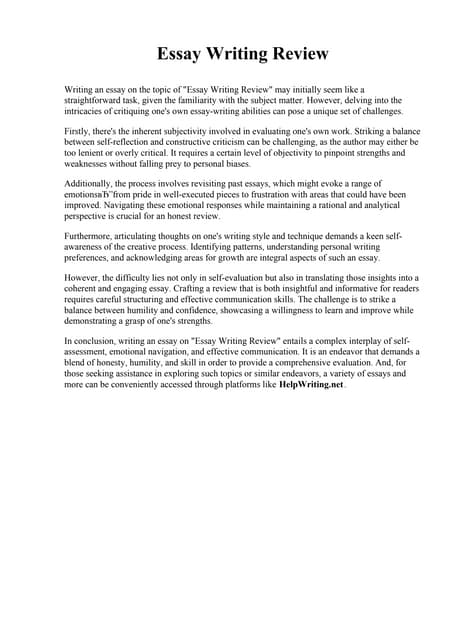 How To Write A Self Evaluation Essay.pdf | Educational Assessment ...