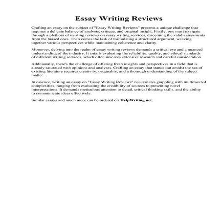 Essay Writing Reviews | PDF