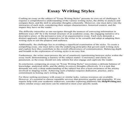 Essay Writing Styles. Virginia Polytechnic Institute and State ...