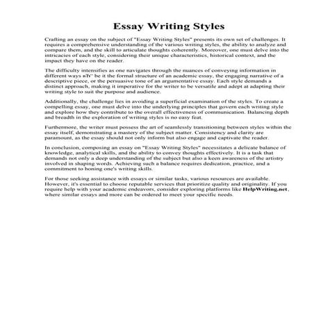 Essay Writing Styles | PDF