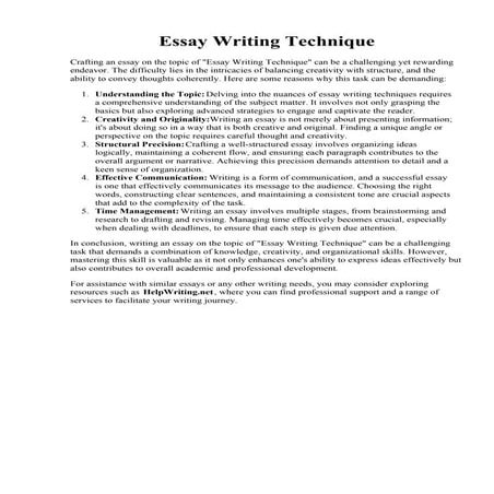 Essay Writing Technique | PDF