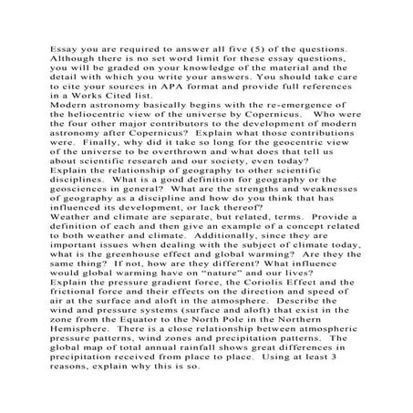 Essay you are required to answer all five (5) of the questions. Alth.docx