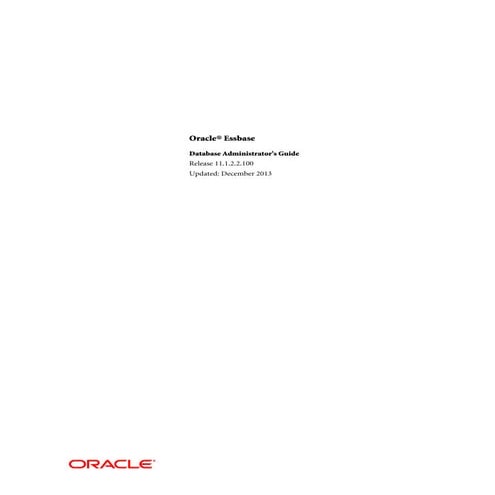 Essbase Database Administrator S Guide Pdf