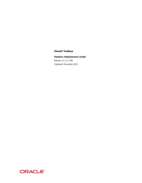 Essbase Database Administrator S Guide Pdf