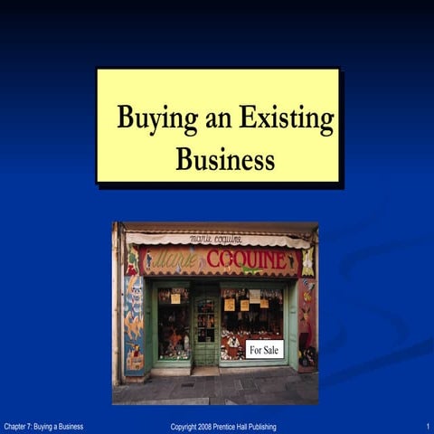 Buying an existing business in a country chapter 08 | PPT