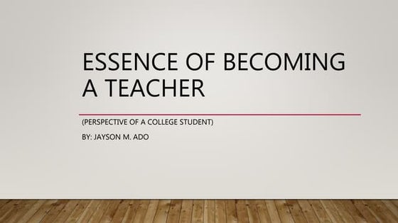 Becoming a Teacher | PPT
