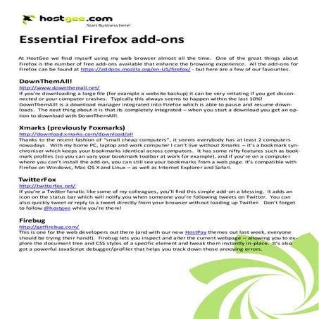 Essential Firefox Add Ons